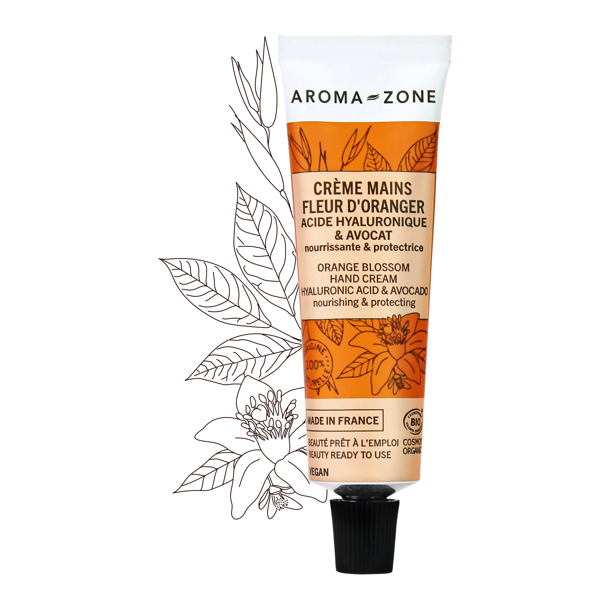 Crème mains Acide hyaluronique & Avocat BIO - Fleur d'oranger